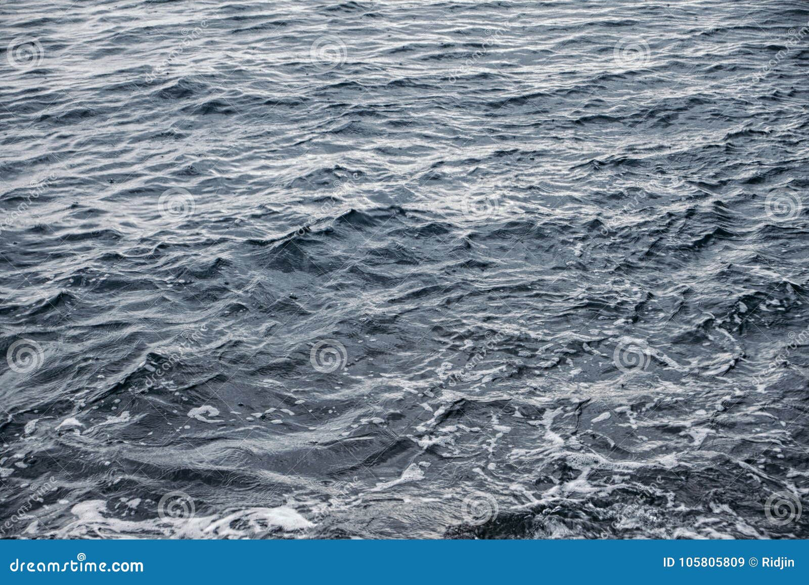 The Water Surface is Gray-blue with White Foam. Stock Image - Image of ...