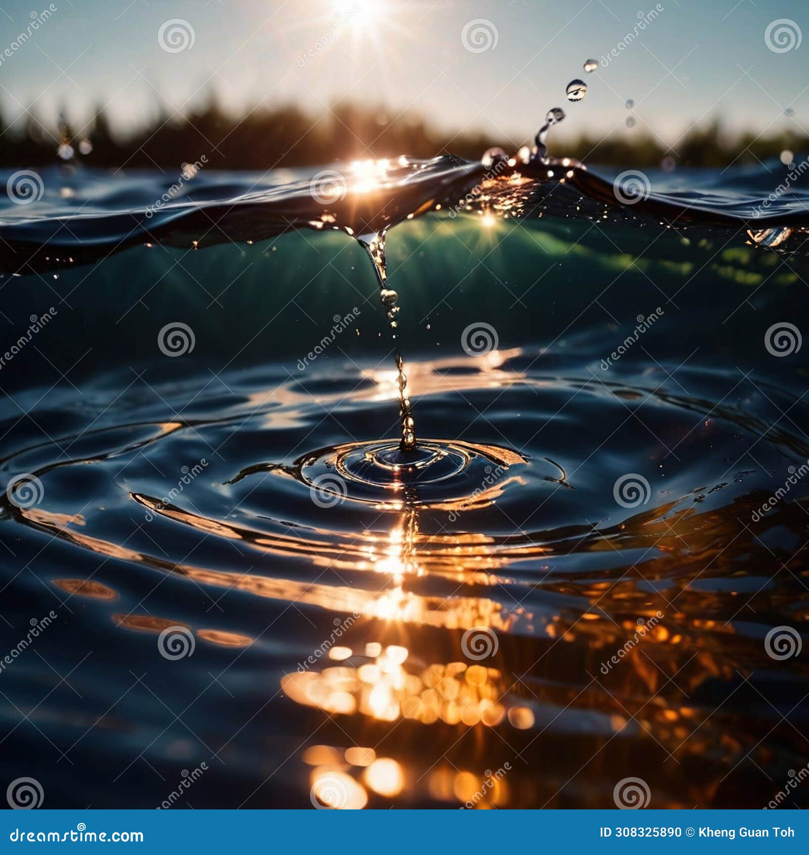 Water Surface Ripple, Liquid Wave Effect on Fresh Outdoor Water Stock ...