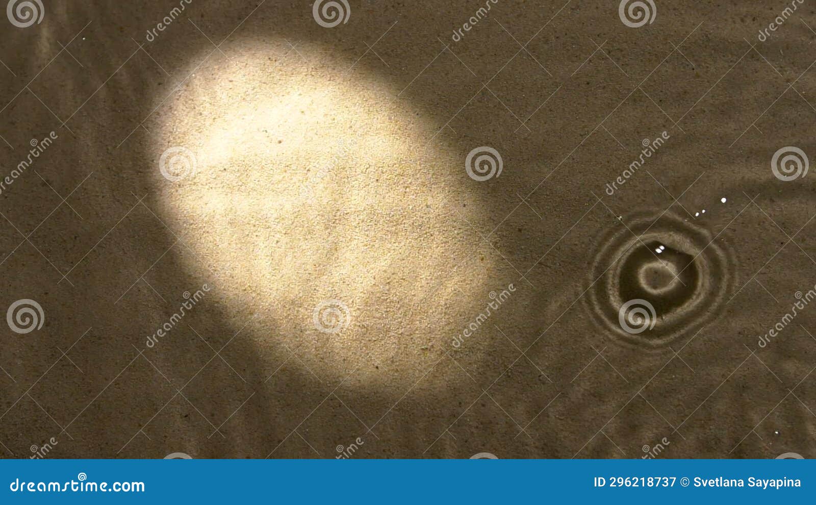 Water Surface Ripples and Splash, Round Bright Light and Shadow on Sand ...