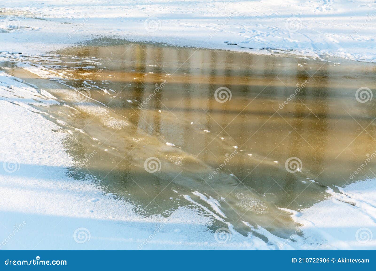 Water on the Surface of River Ice Stock Photo - Image of frosty, road ...