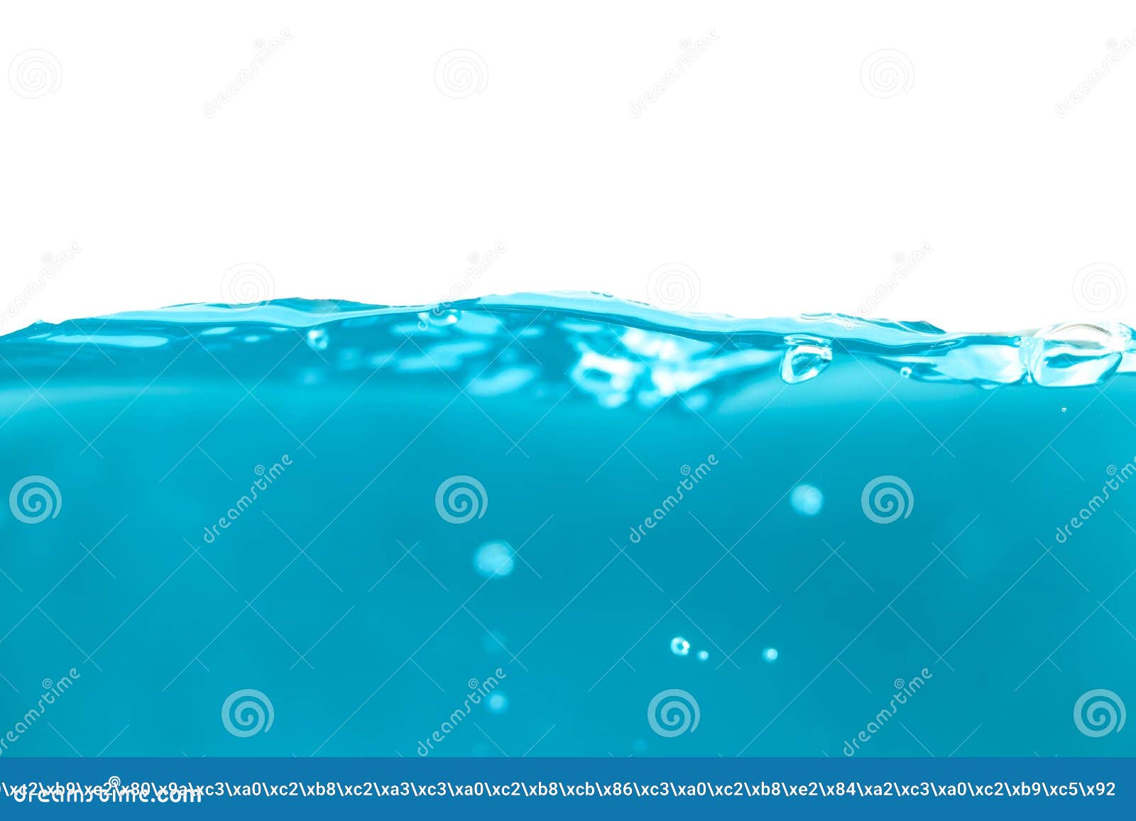 Water Surface Side View with Bubbles and Waves in the Isolated ...