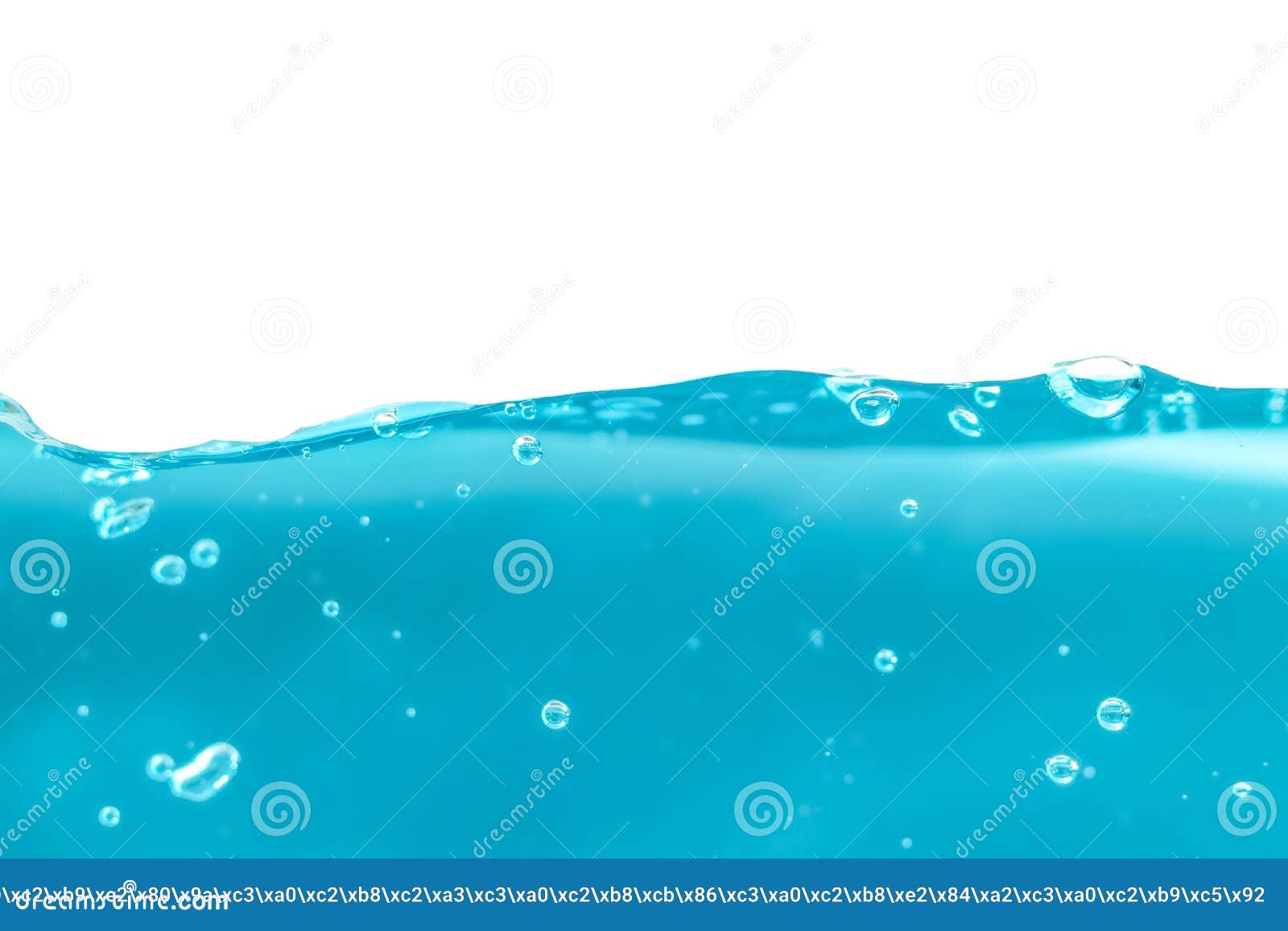 Water Surface Side View with Bubbles and Waves in the Isolated ...