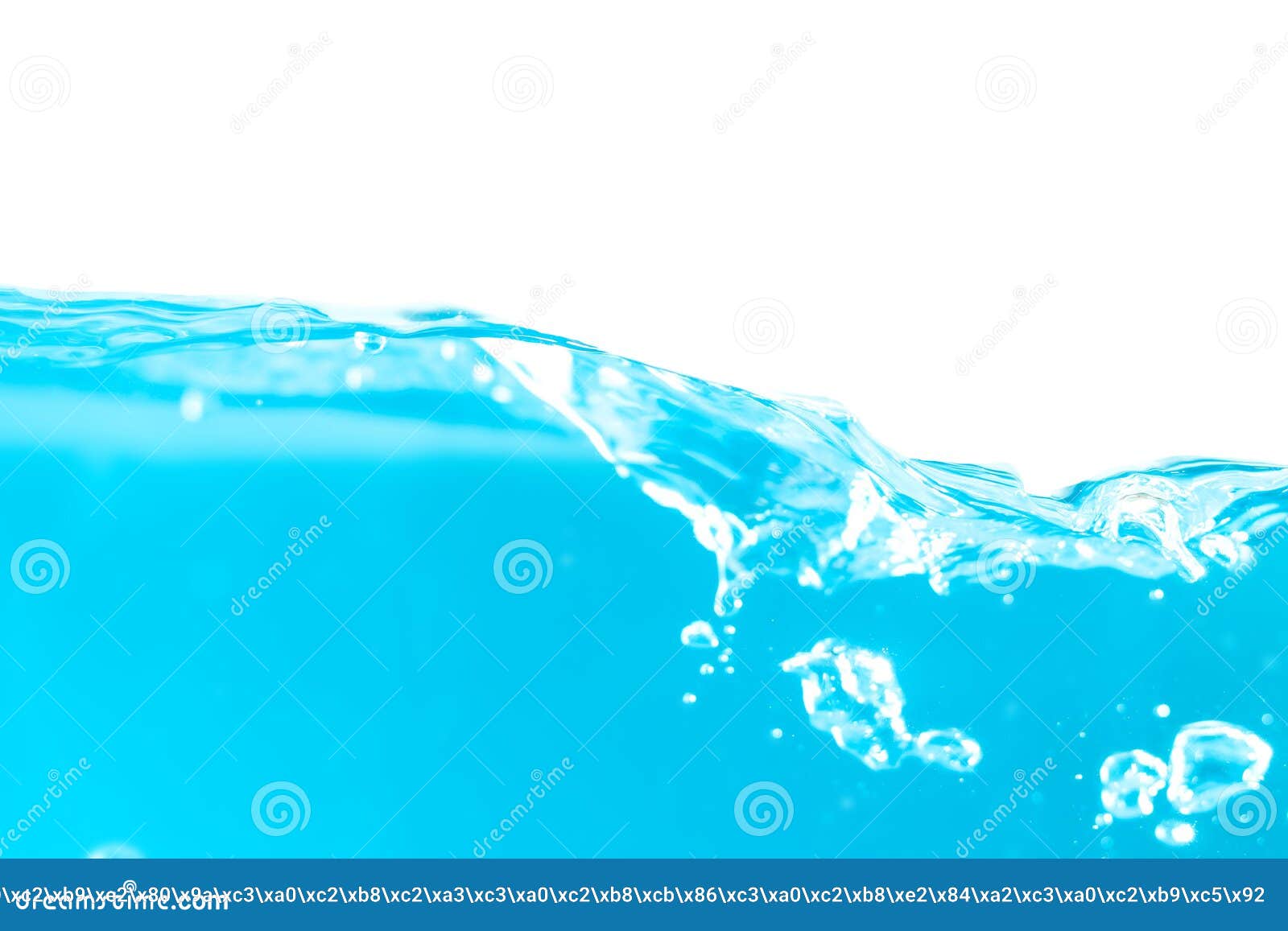 Water Surface Side View with Bubbles and Waves in the Isolated ...