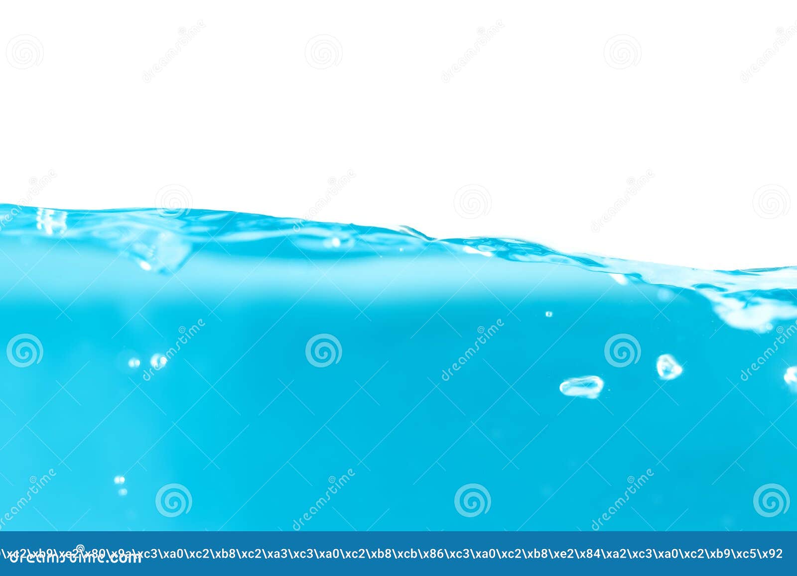 Water Surface Side View with Bubbles and Waves in the Isolated ...