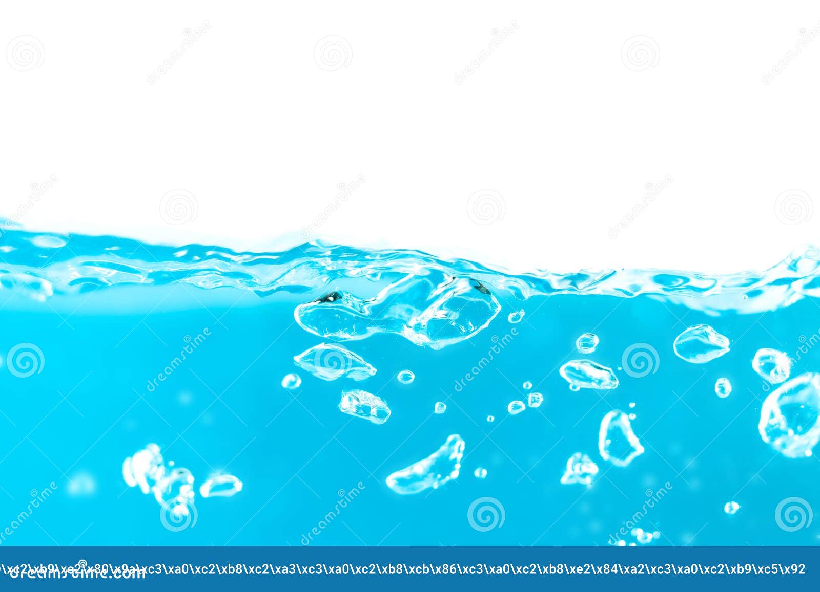Water Surface Side View with Bubbles and Waves in the Isolated ...