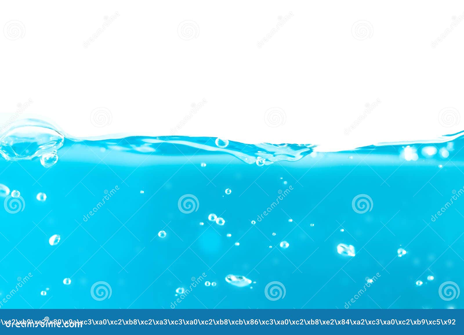 Water Surface Side View with Bubbles and Waves in the Isolated ...