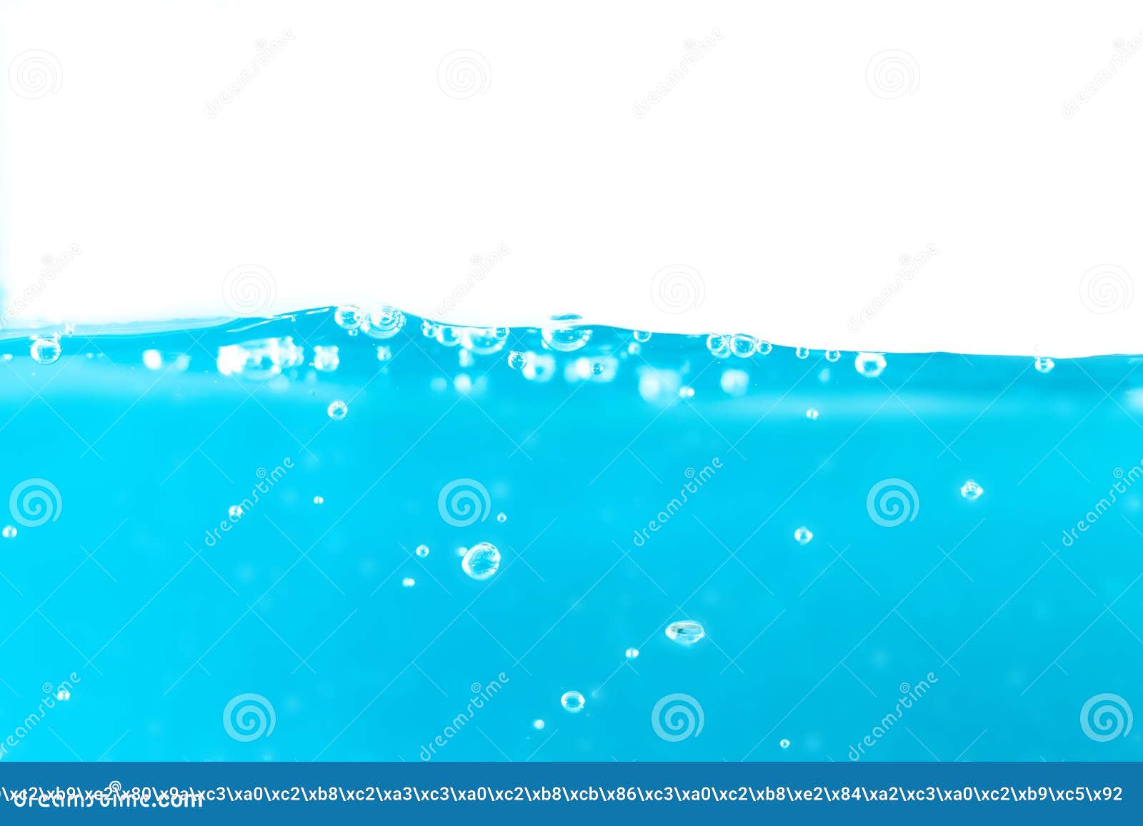 Water Surface Side View with Bubbles and Waves in the Isolated ...