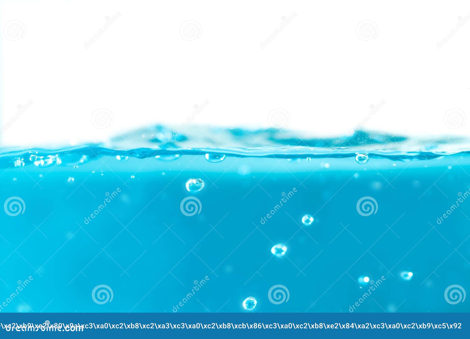 Water Surface Side View with Bubbles and Waves in the Isolated ...