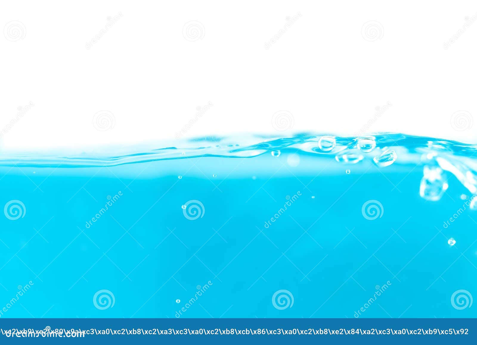 Water Surface Side View with Bubbles and Waves in the Isolated ...