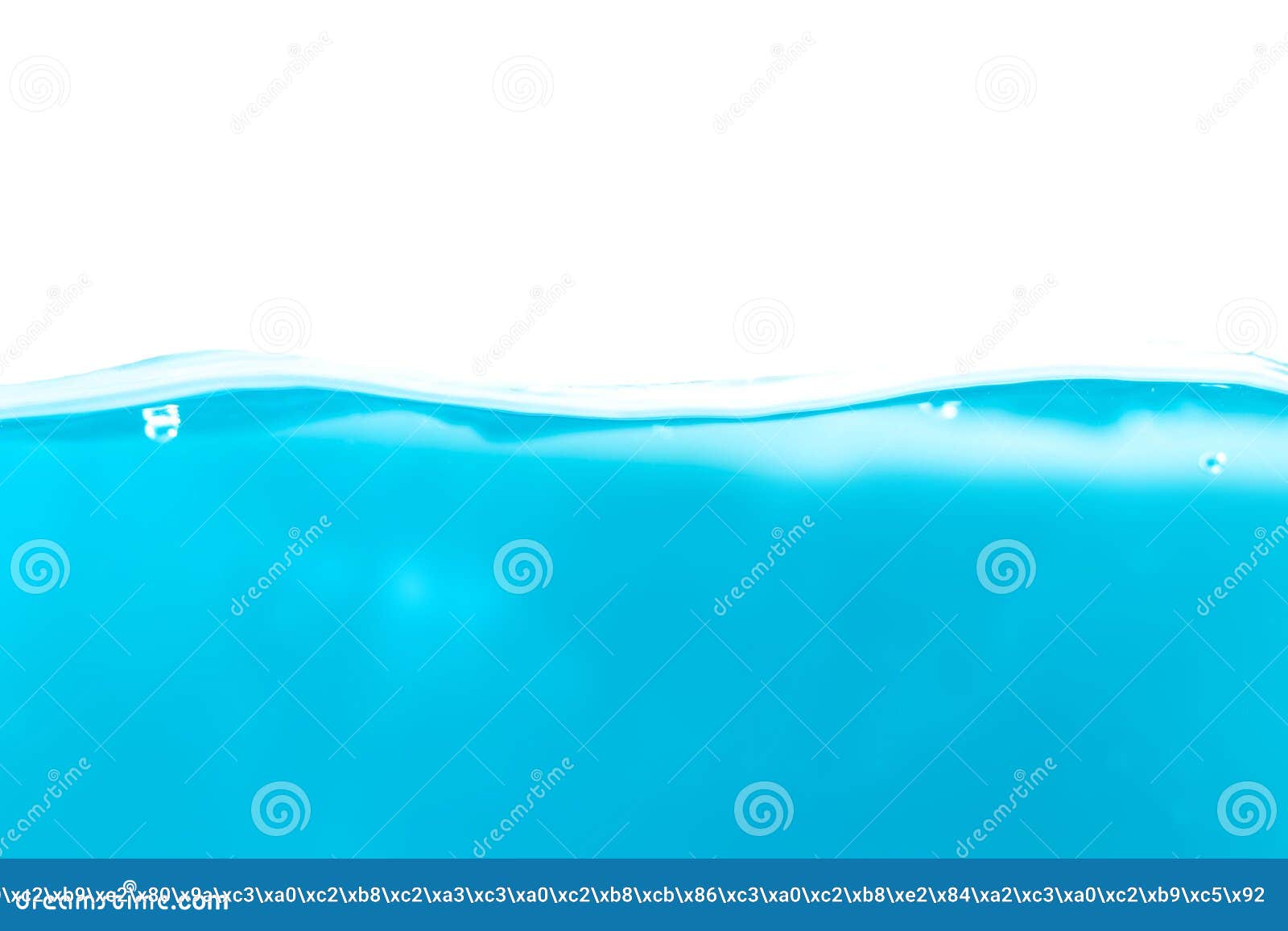 Water Surface Side View with Bubbles and Waves in the Isolated ...
