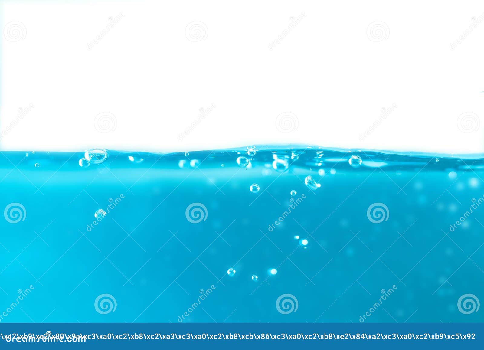 Water Surface Side View with Bubbles and Waves in the Isolated ...