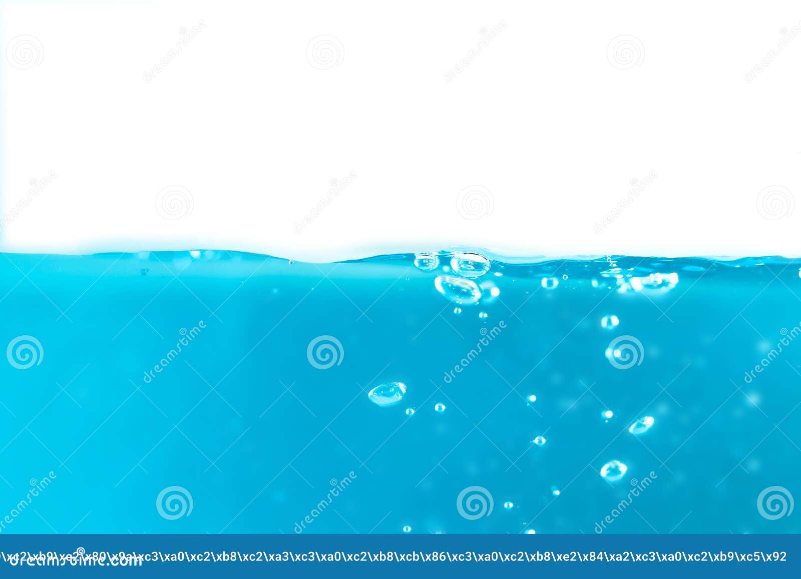 Water Surface Side View with Bubbles and Waves in the Isolated ...