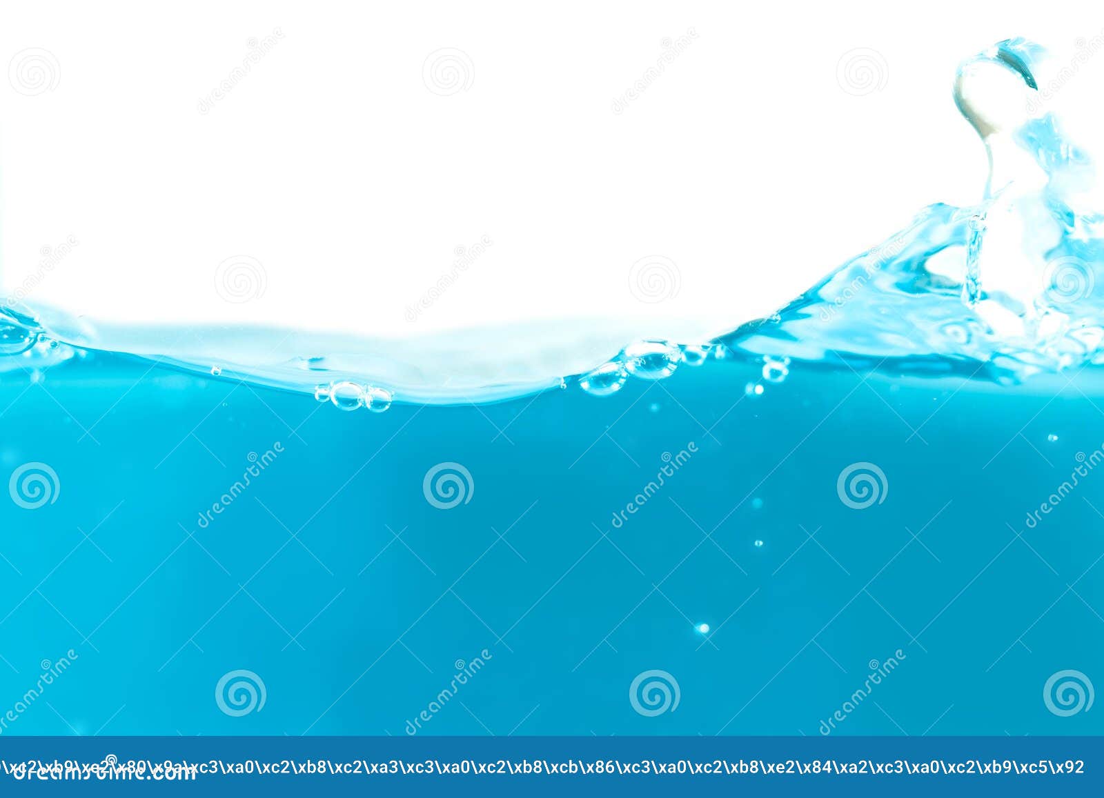 Water Surface Side View with Bubbles and Waves in the Isolated ...