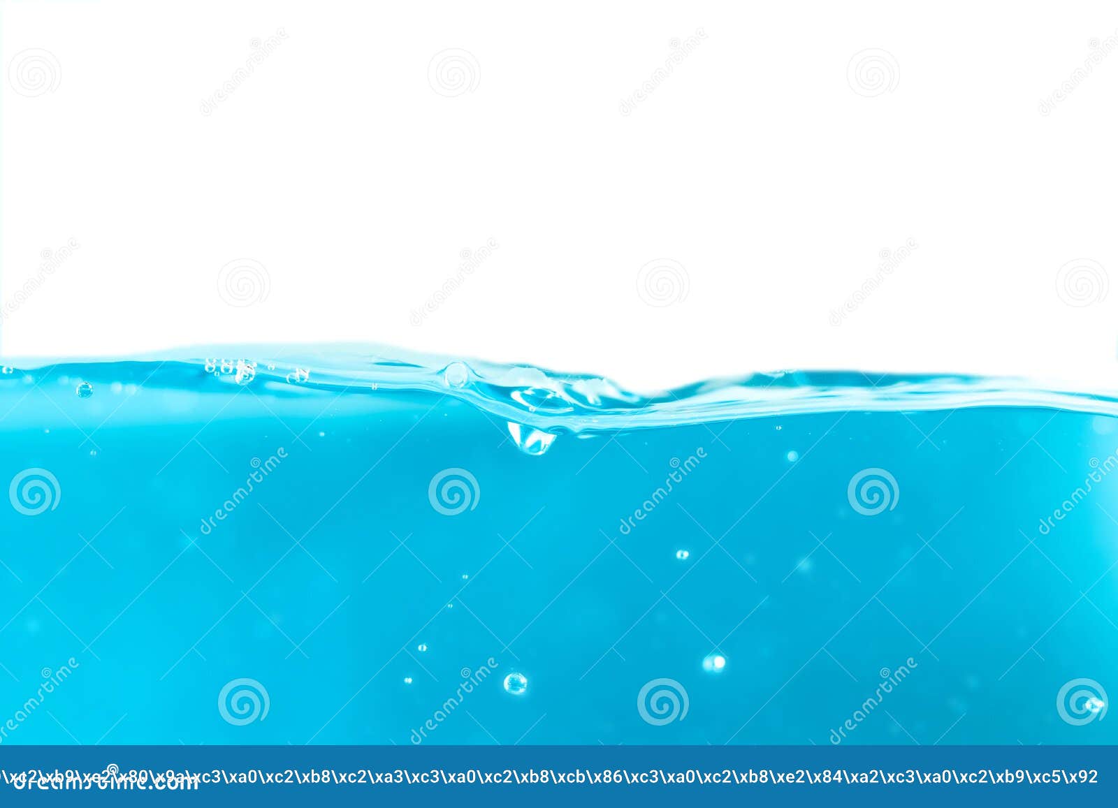 Water Surface Side View with Bubbles and Waves in the Isolated ...