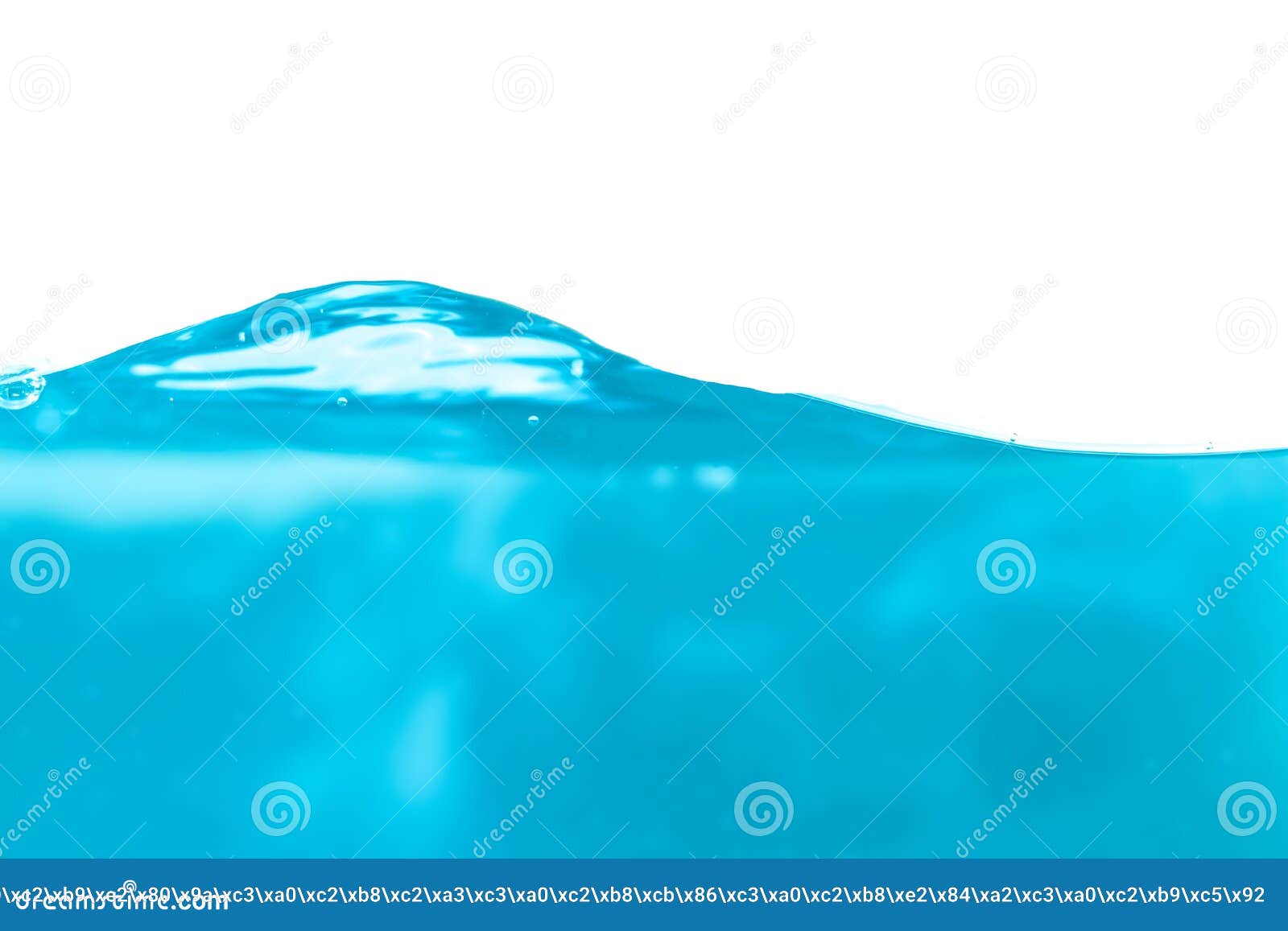 Water Surface Side View with Bubbles and Waves in the Isolated ...