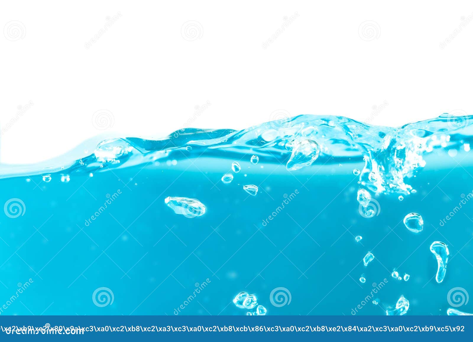 Water Surface Side View with Bubbles and Waves in the Isolated ...