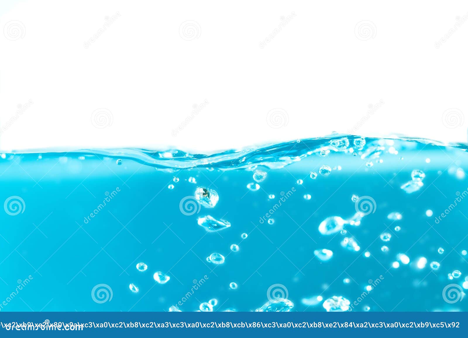 Water Surface Side View with Bubbles and Waves in the Isolated ...
