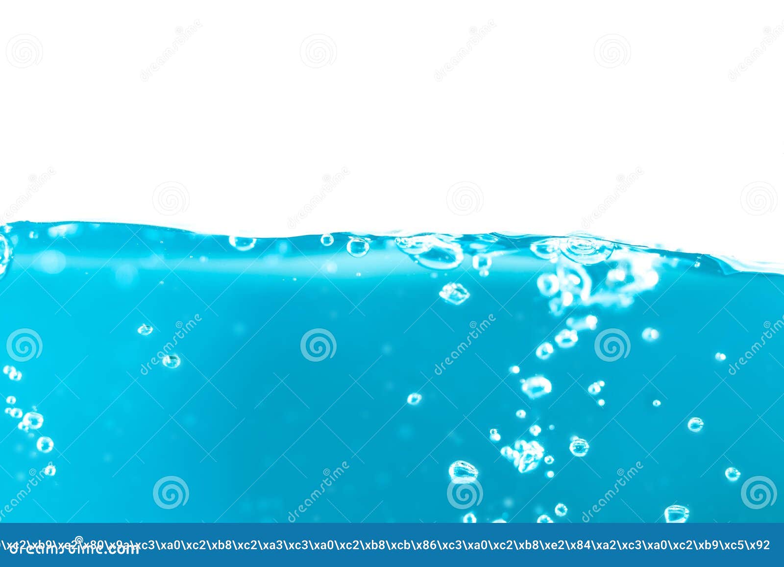 Water Surface Side View with Bubbles and Waves in the Isolated ...