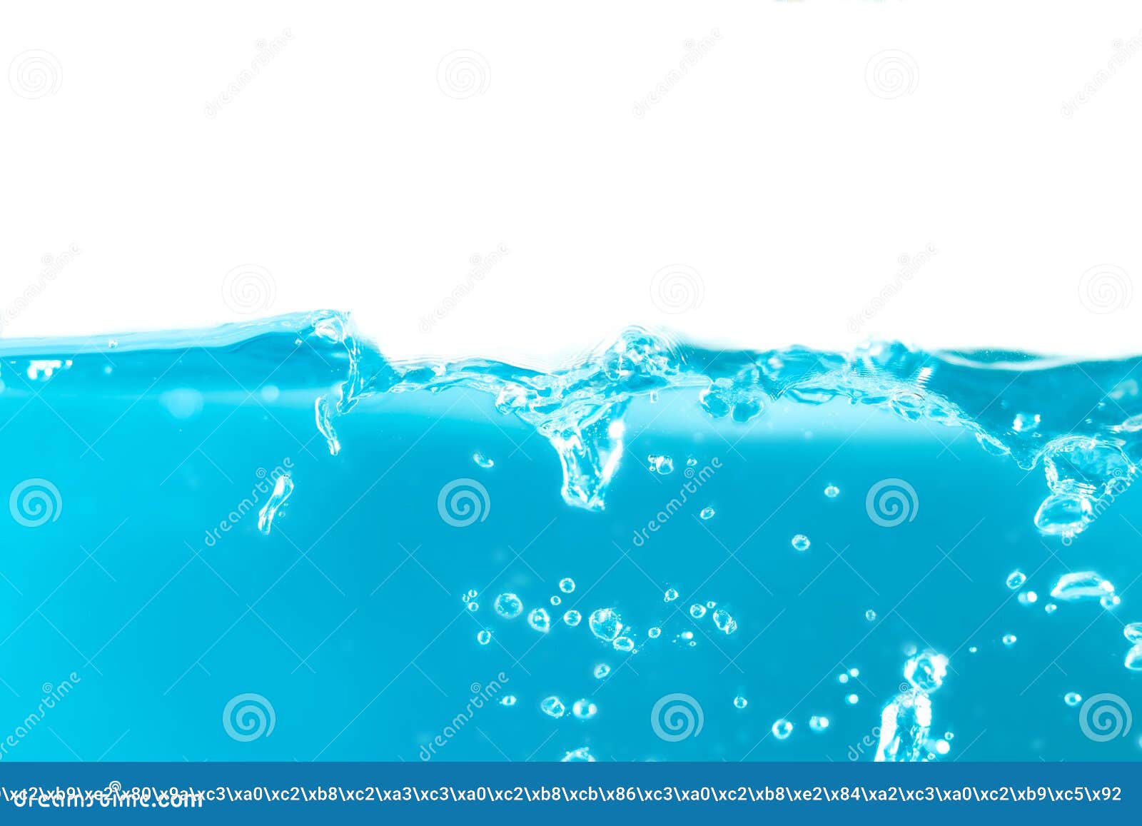 Water Surface Side View with Bubbles and Waves in the Isolated ...