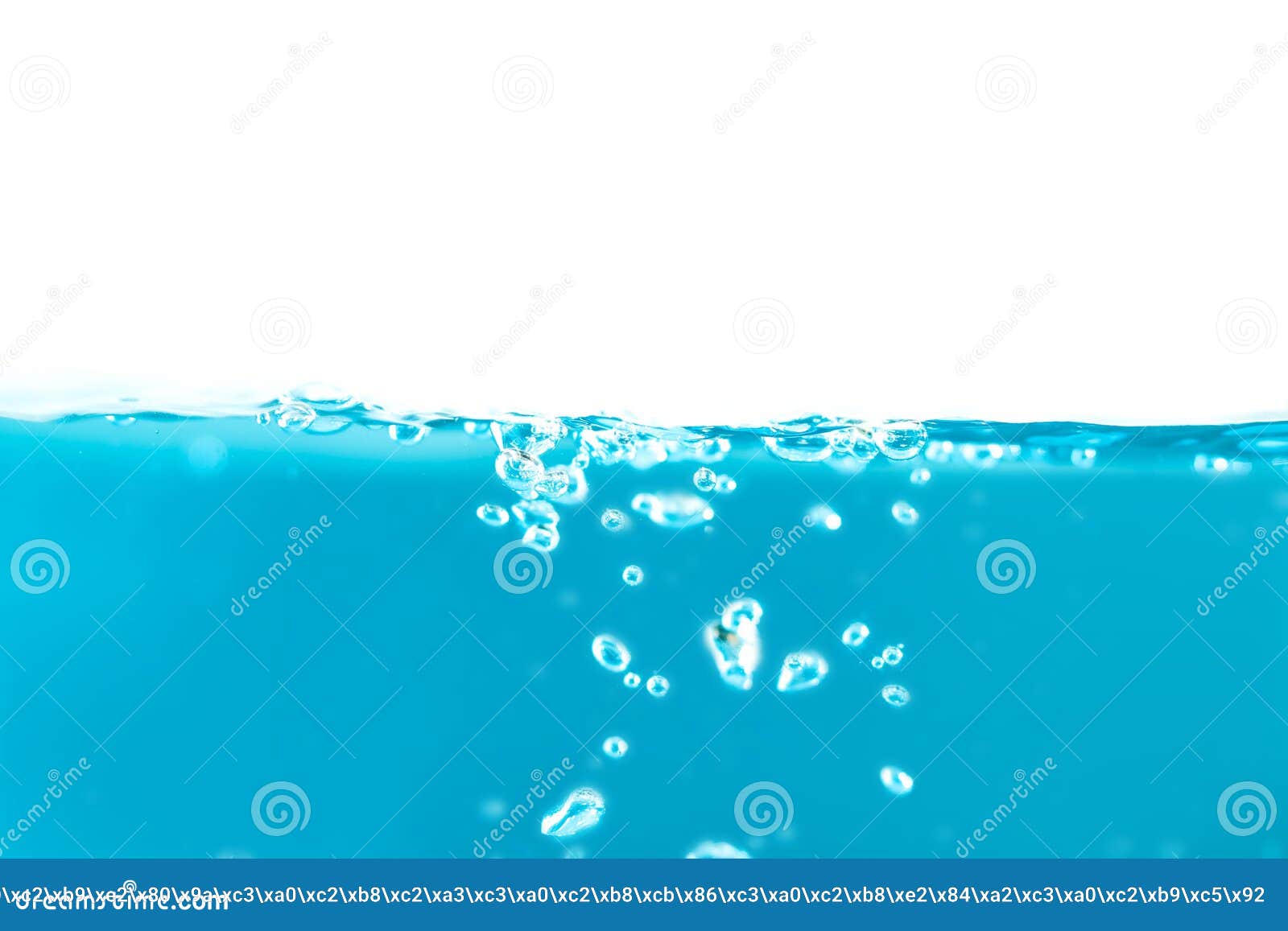 Water Surface Side View with Bubbles and Waves in the Isolated ...