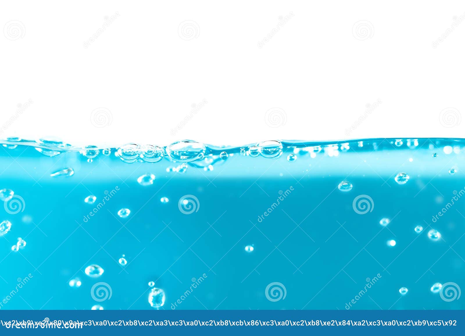Water Surface Side View with Bubbles and Waves in the Isolated ...