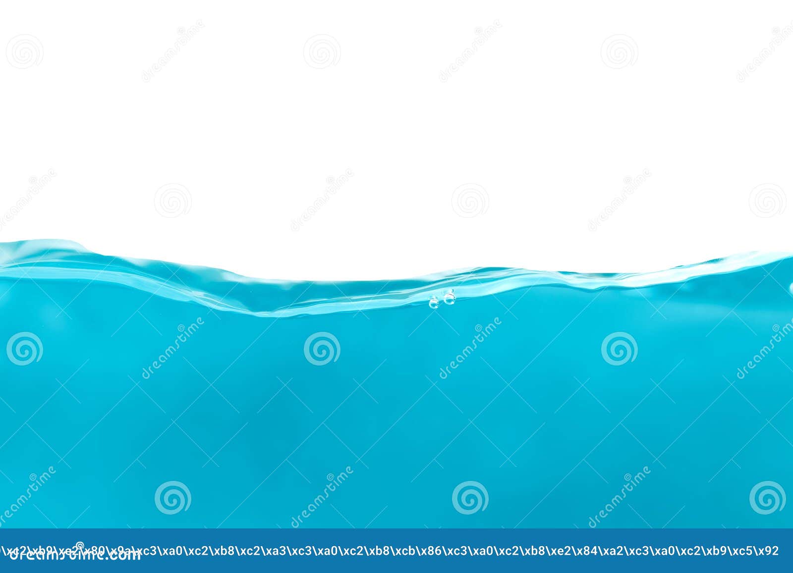 Water Surface Side View with Bubbles and Waves in the Isolated ...