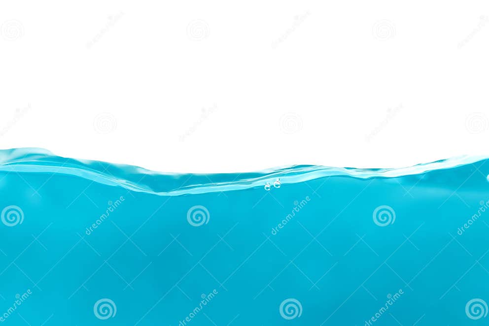 Water Surface Side View with Bubbles and Waves in the Isolated ...