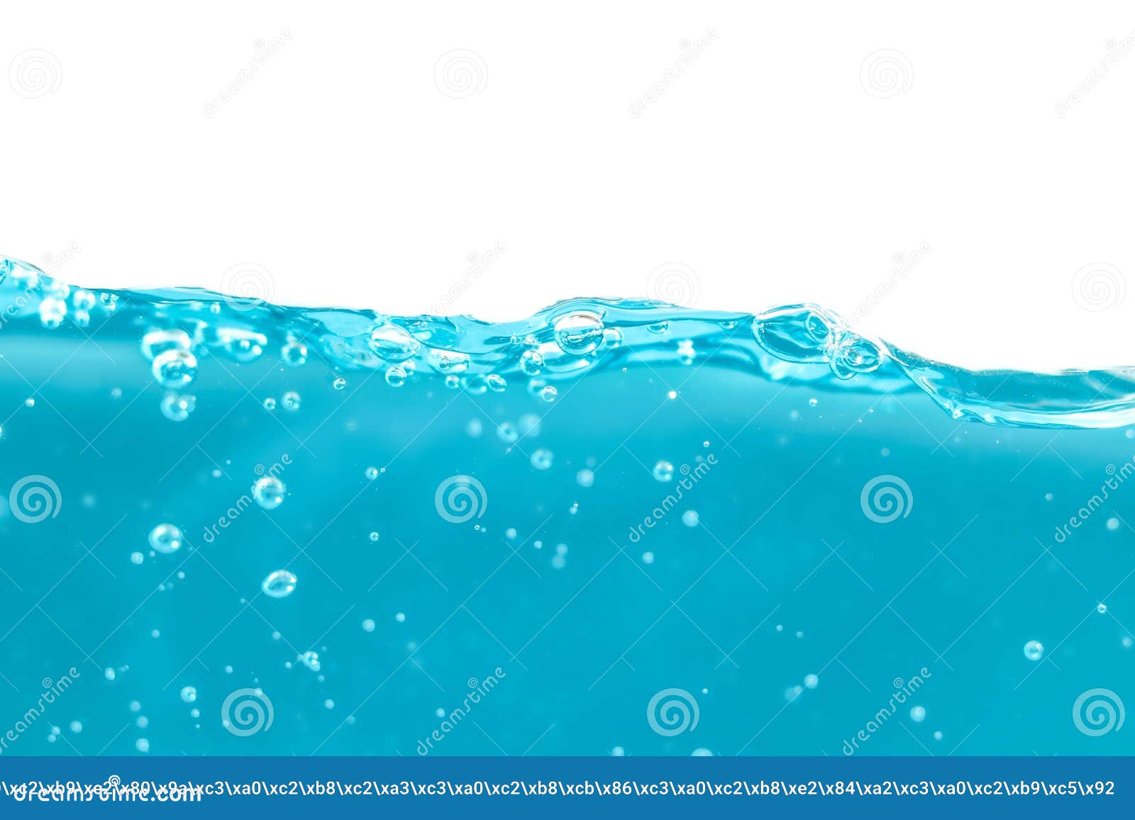 Water Surface Side View with Bubbles and Waves in the Isolated ...