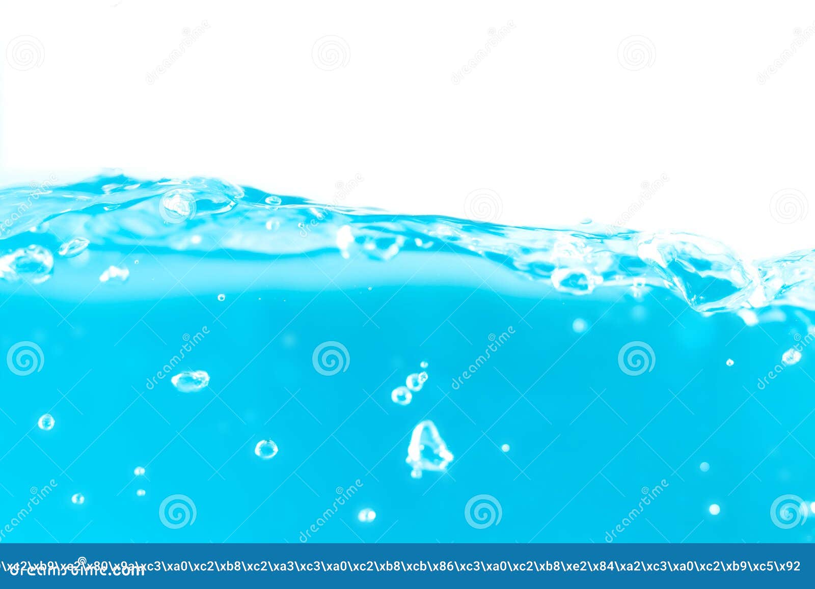 Water Surface Side View with Bubbles and Waves in the Isolated ...