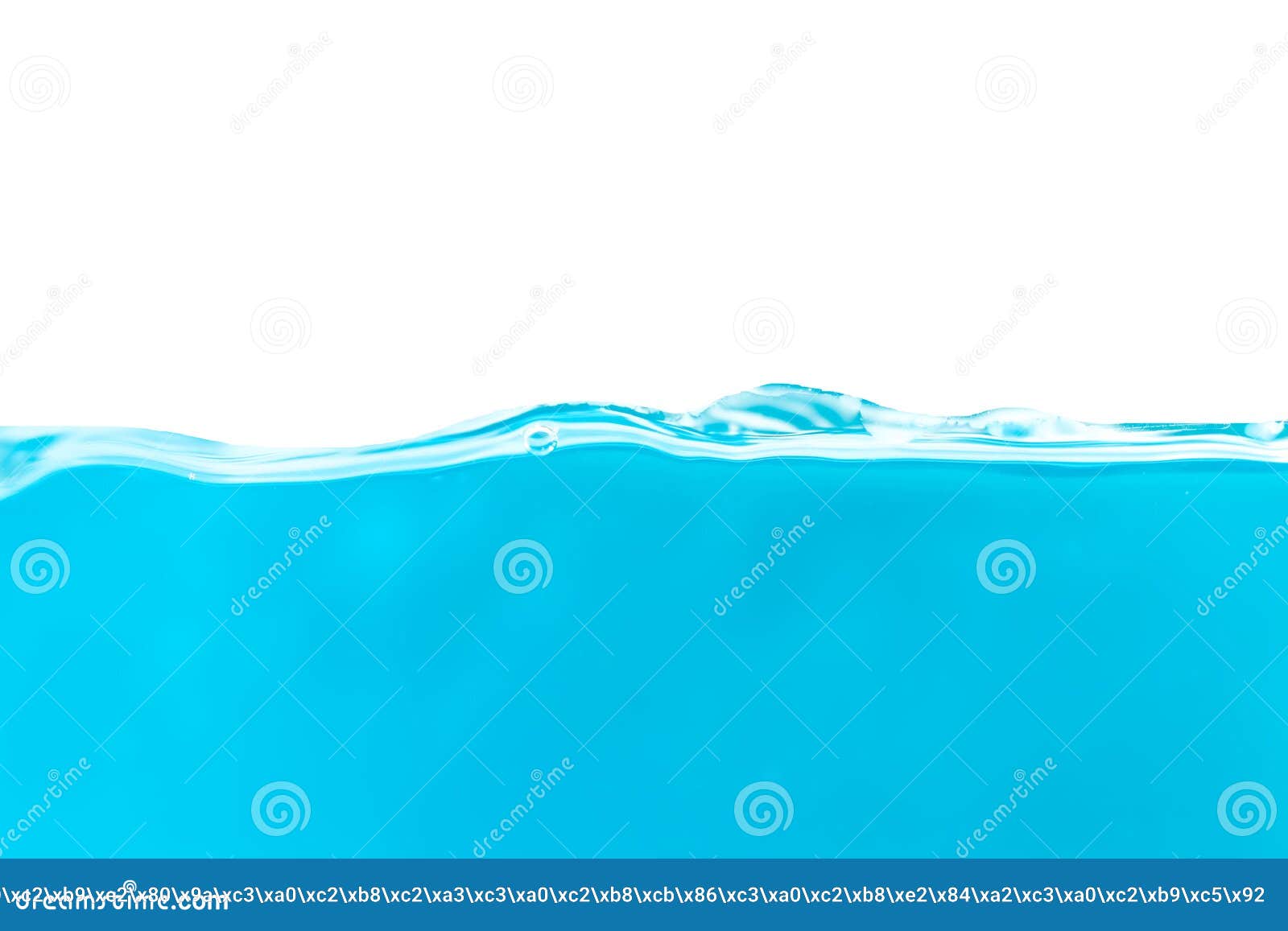 Water Surface Side View with Bubbles and Waves in the Isolated ...