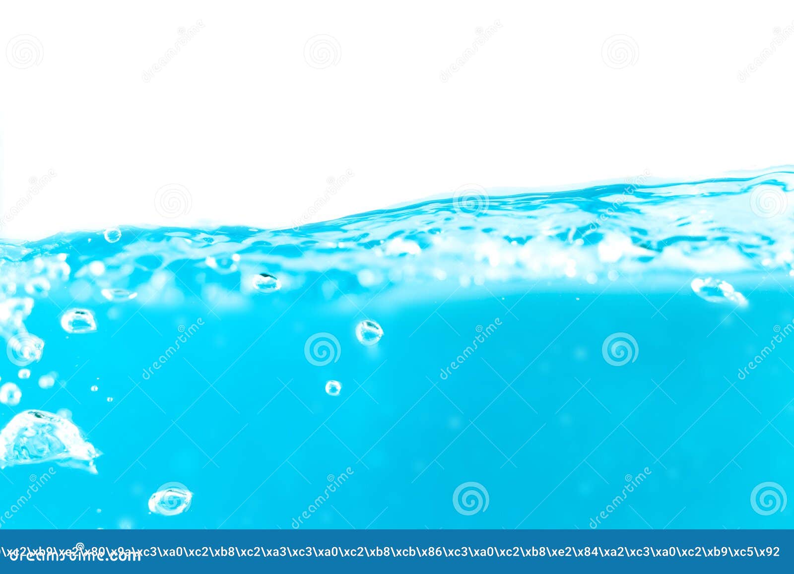 Water Surface Side View with Bubbles and Waves in the Isolated ...