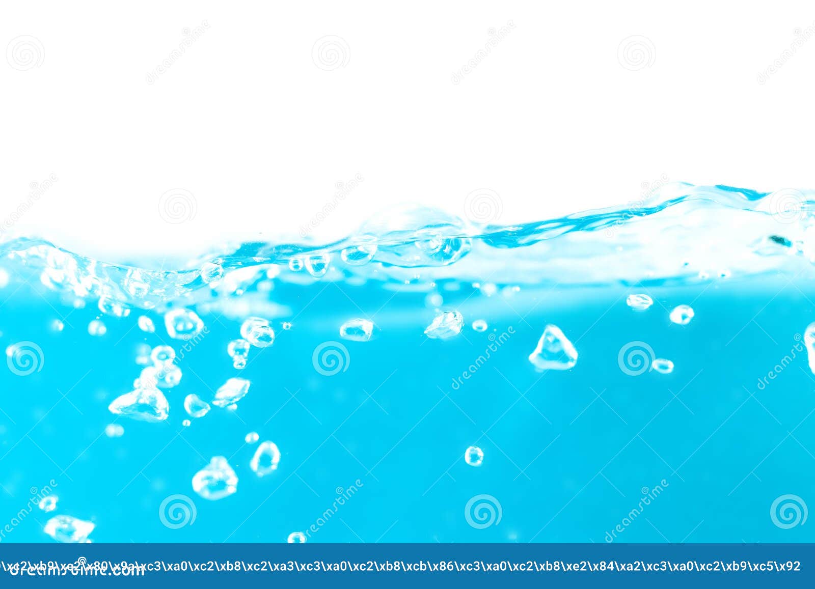 Water Surface Side View with Bubbles and Waves in the Isolated ...