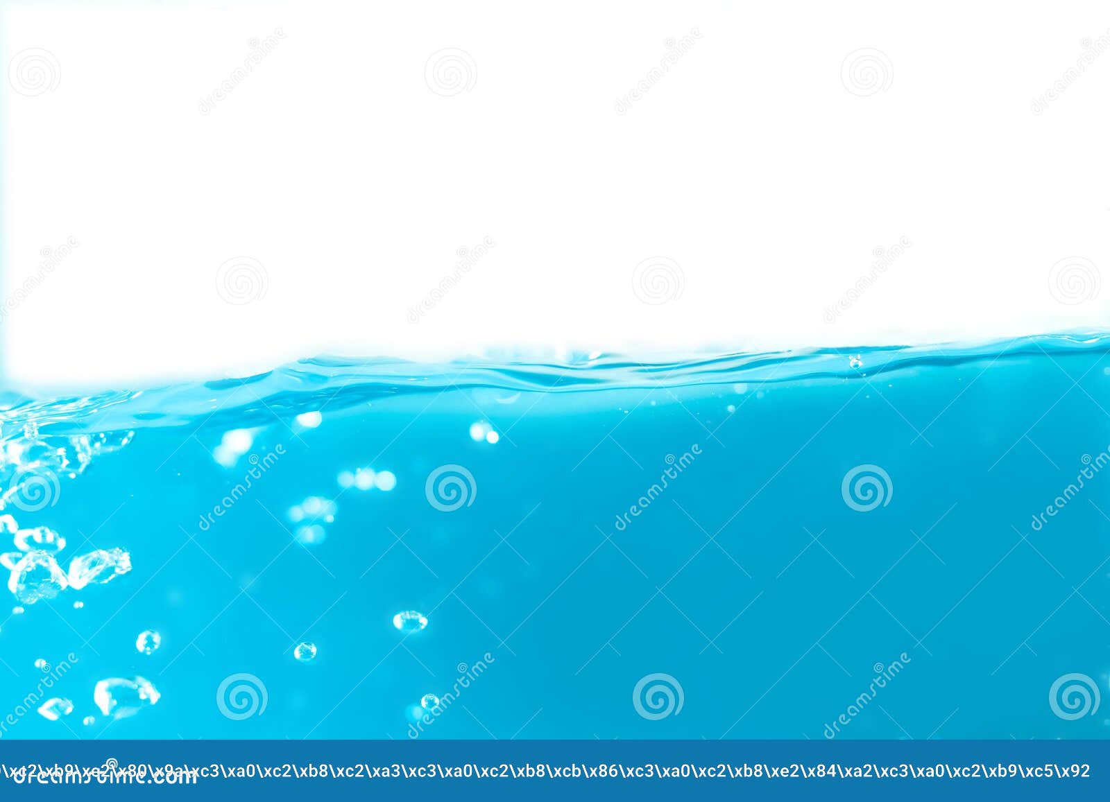 Water Surface Side View with Bubbles and Waves in the Isolated ...