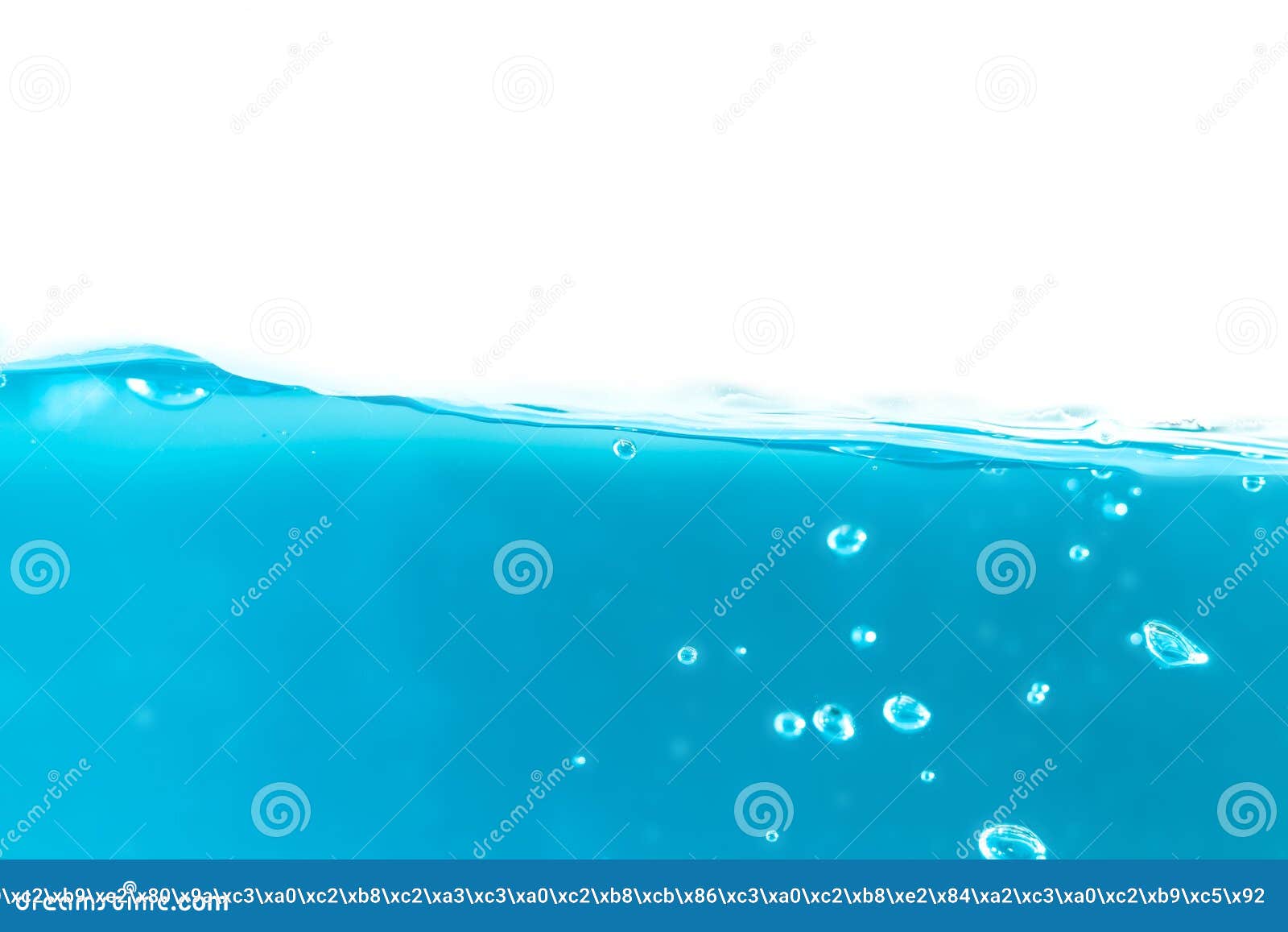 Water Surface Side View with Bubbles and Waves in the Isolated ...