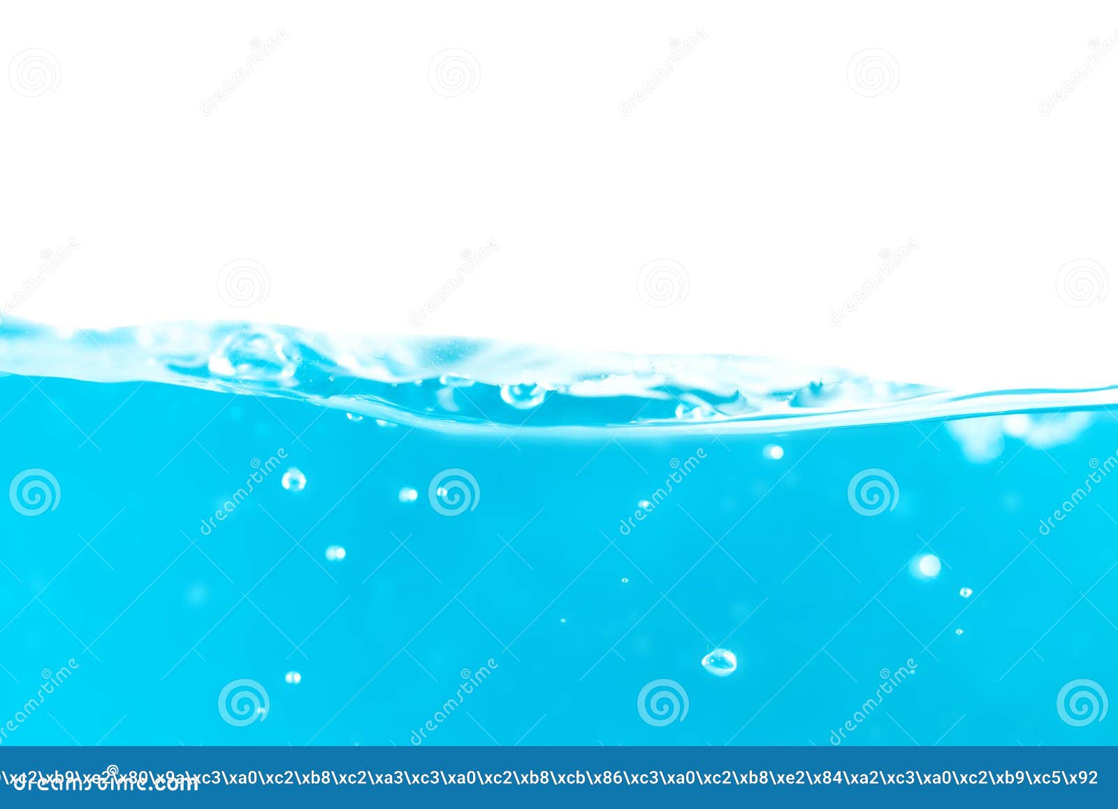 Water Surface Side View with Bubbles and Waves in the Isolated ...