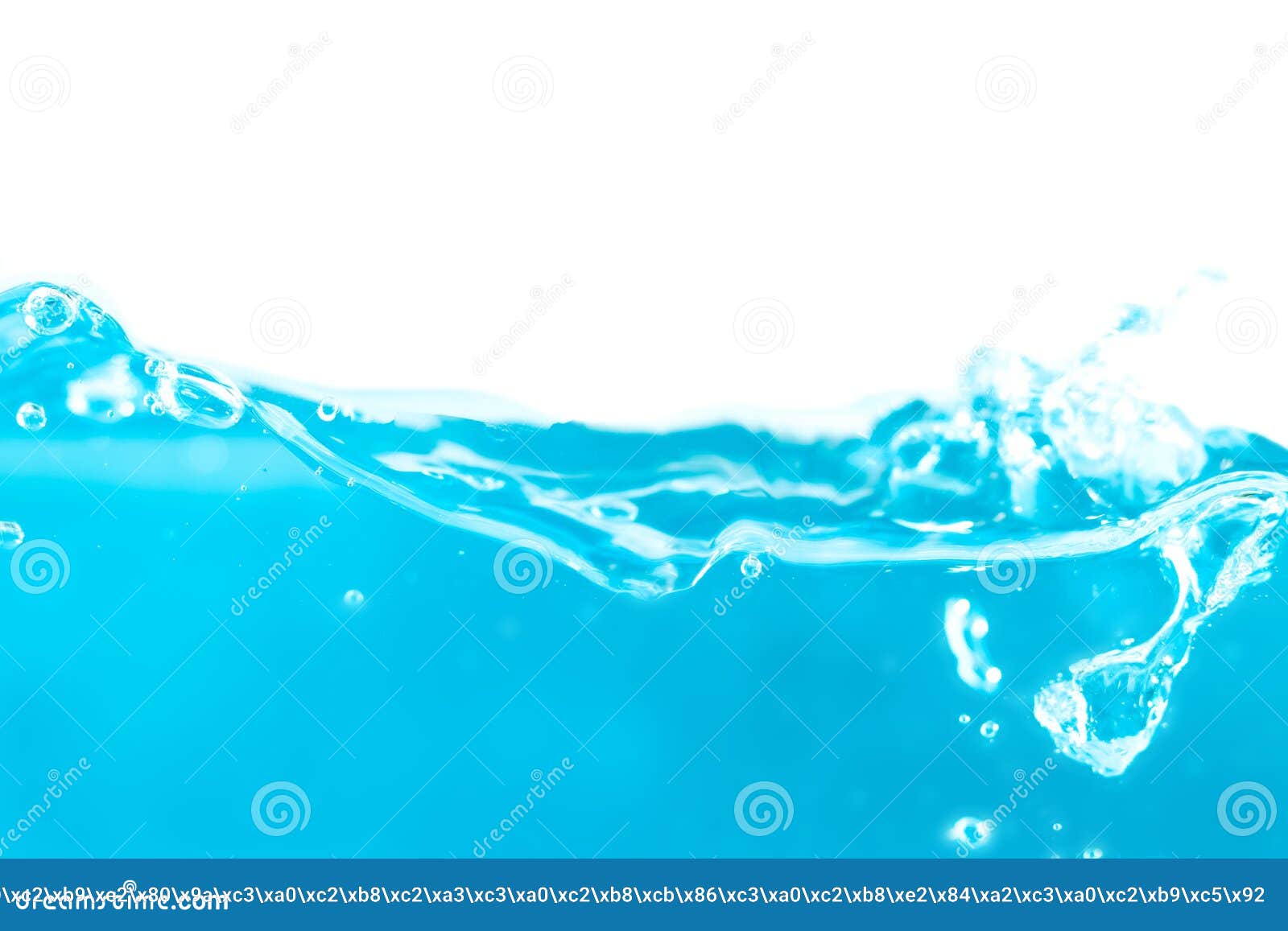 Water Surface Side View with Bubbles and Waves in the Isolated ...