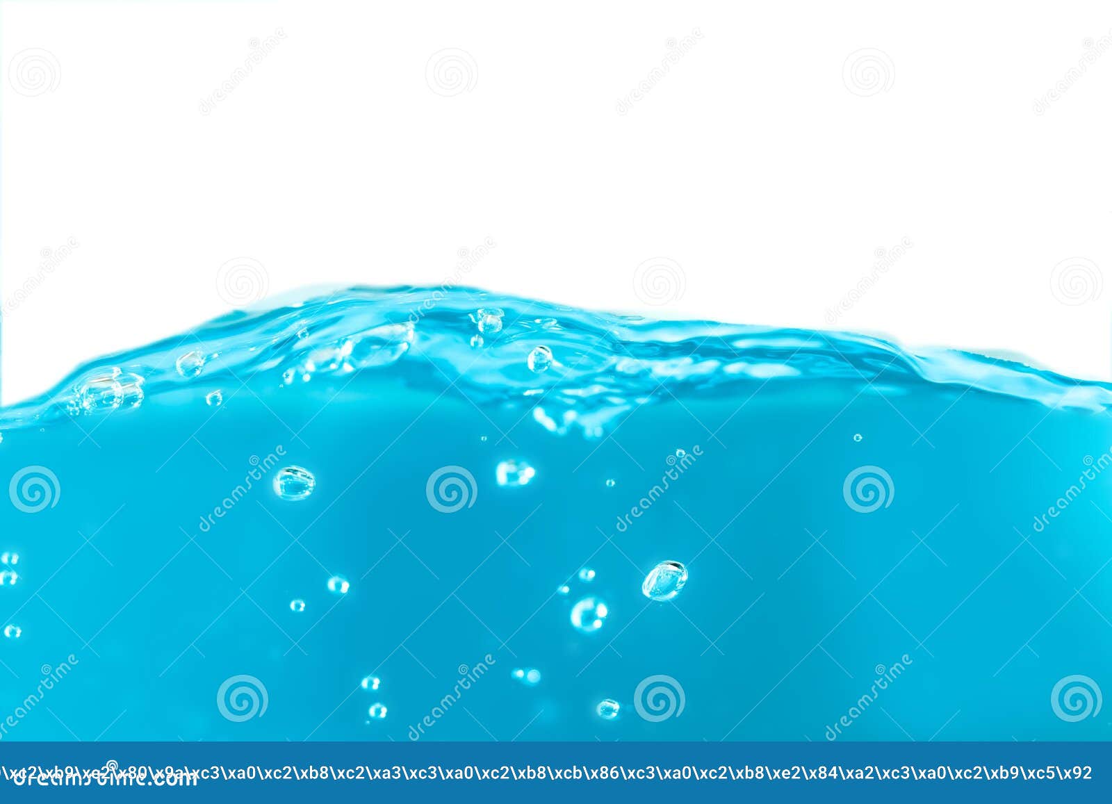 Water Surface Side View with Bubbles and Waves in the Isolated ...