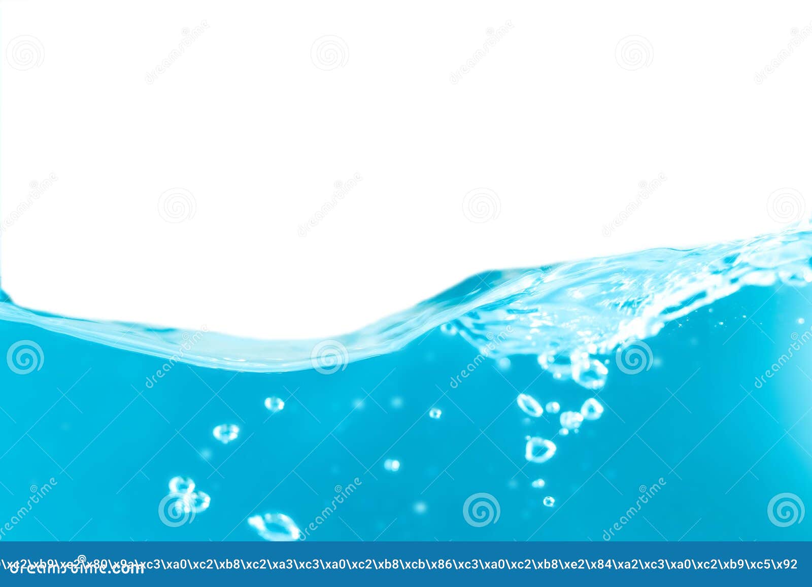 Water Surface Side View with Bubbles and Waves in the Isolated ...