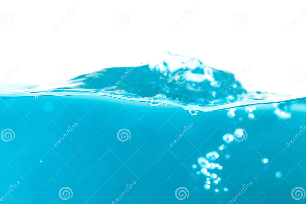 Water Surface Side View with Bubbles and Waves in the Isolated ...