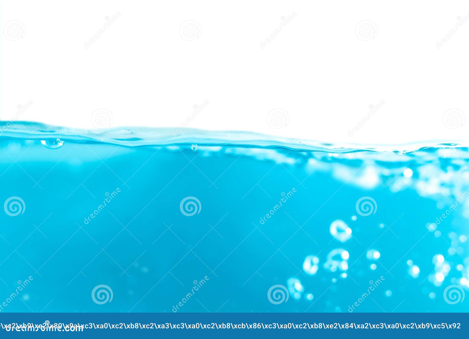 Water Surface Side View with Bubbles and Waves in the Isolated ...