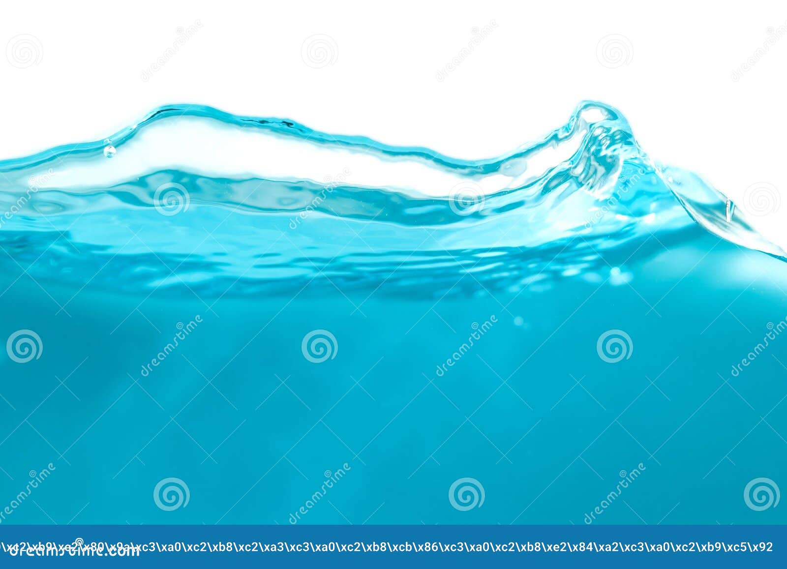 Water Surface Side View with Bubbles and Waves in the Isolated ...