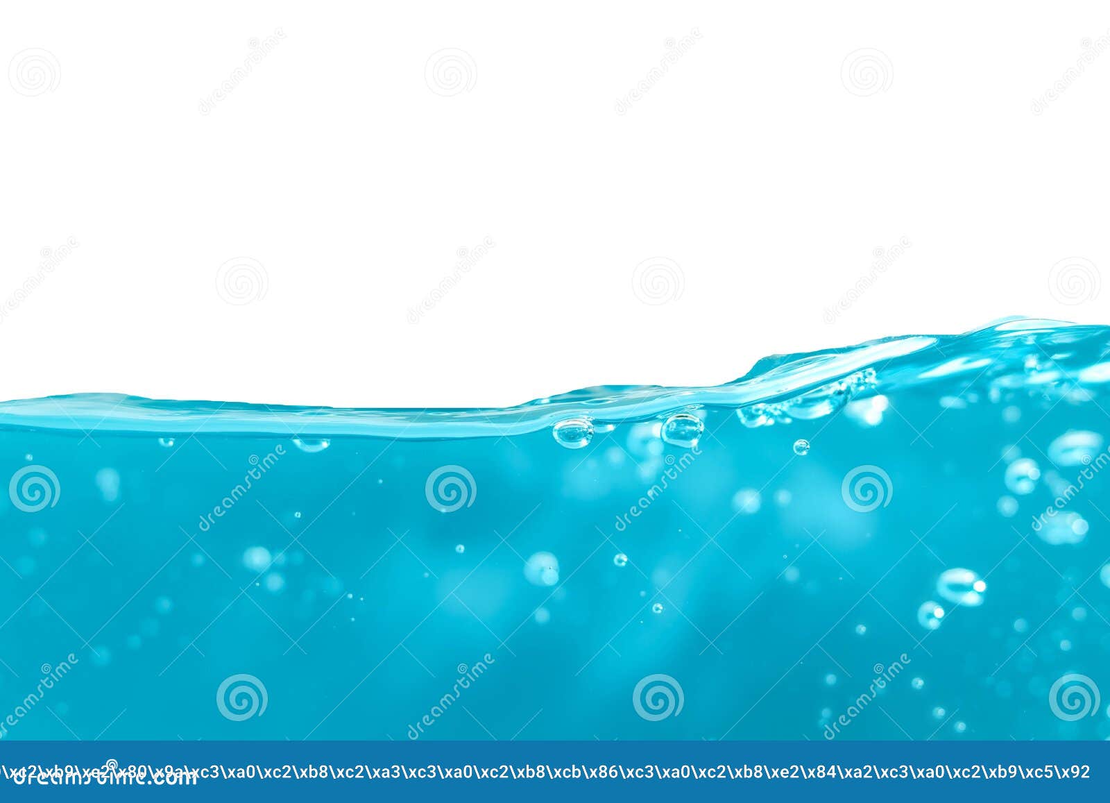 Water Surface Side View with Bubbles and Waves in the Isolated ...