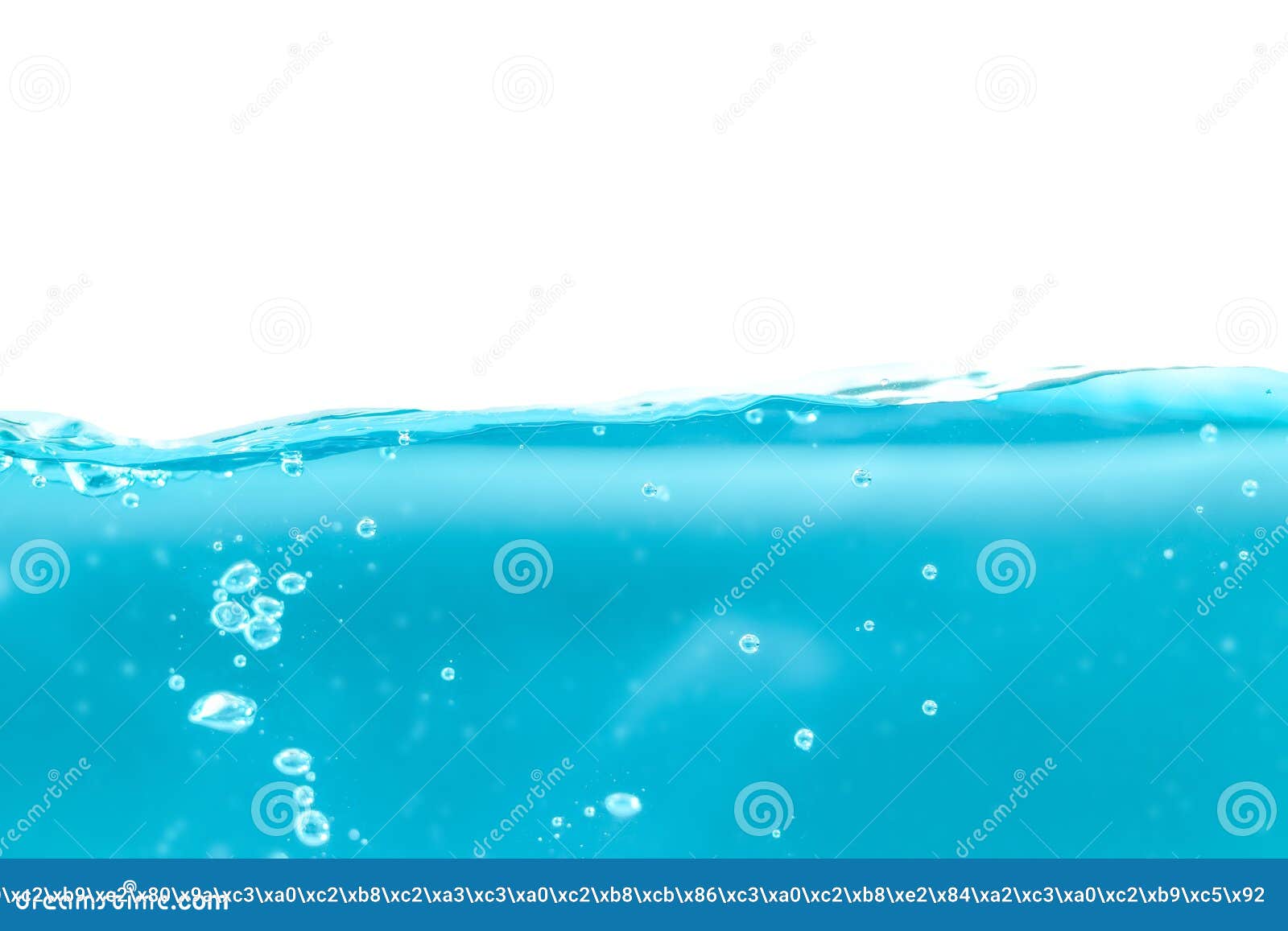 Water Surface Side View with Bubbles and Waves in the Isolated ...