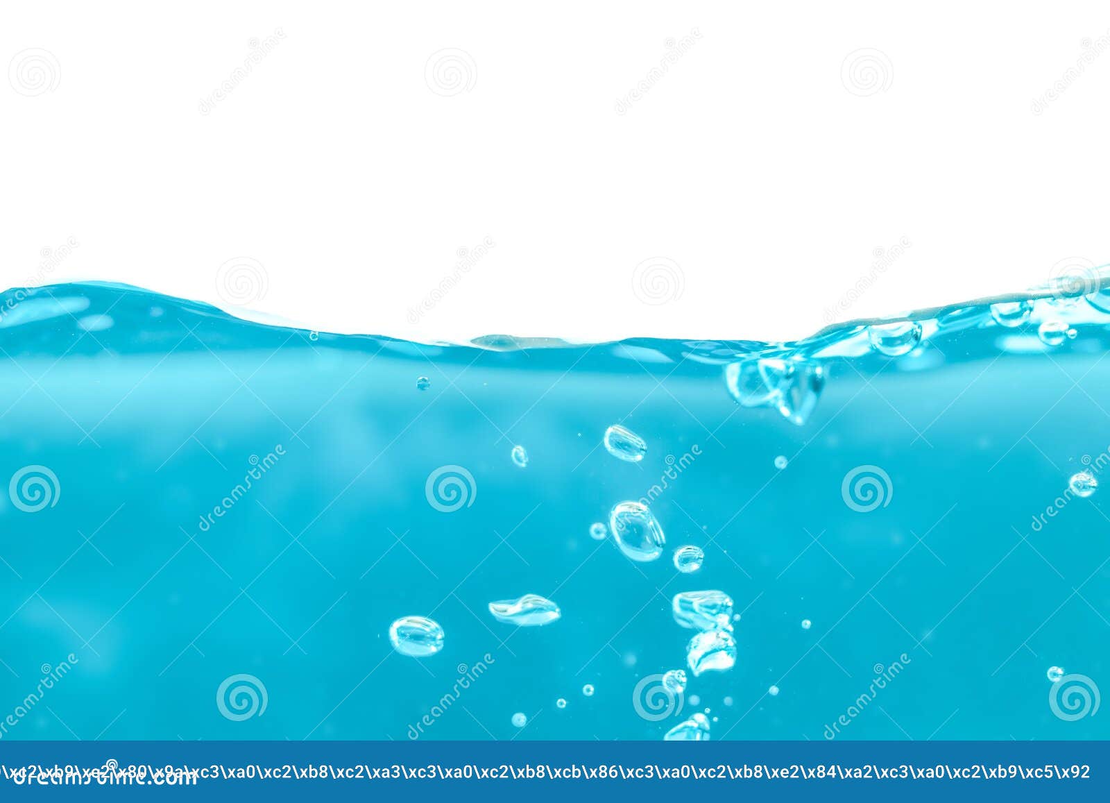 Water Surface Side View with Bubbles and Waves in the Isolated ...