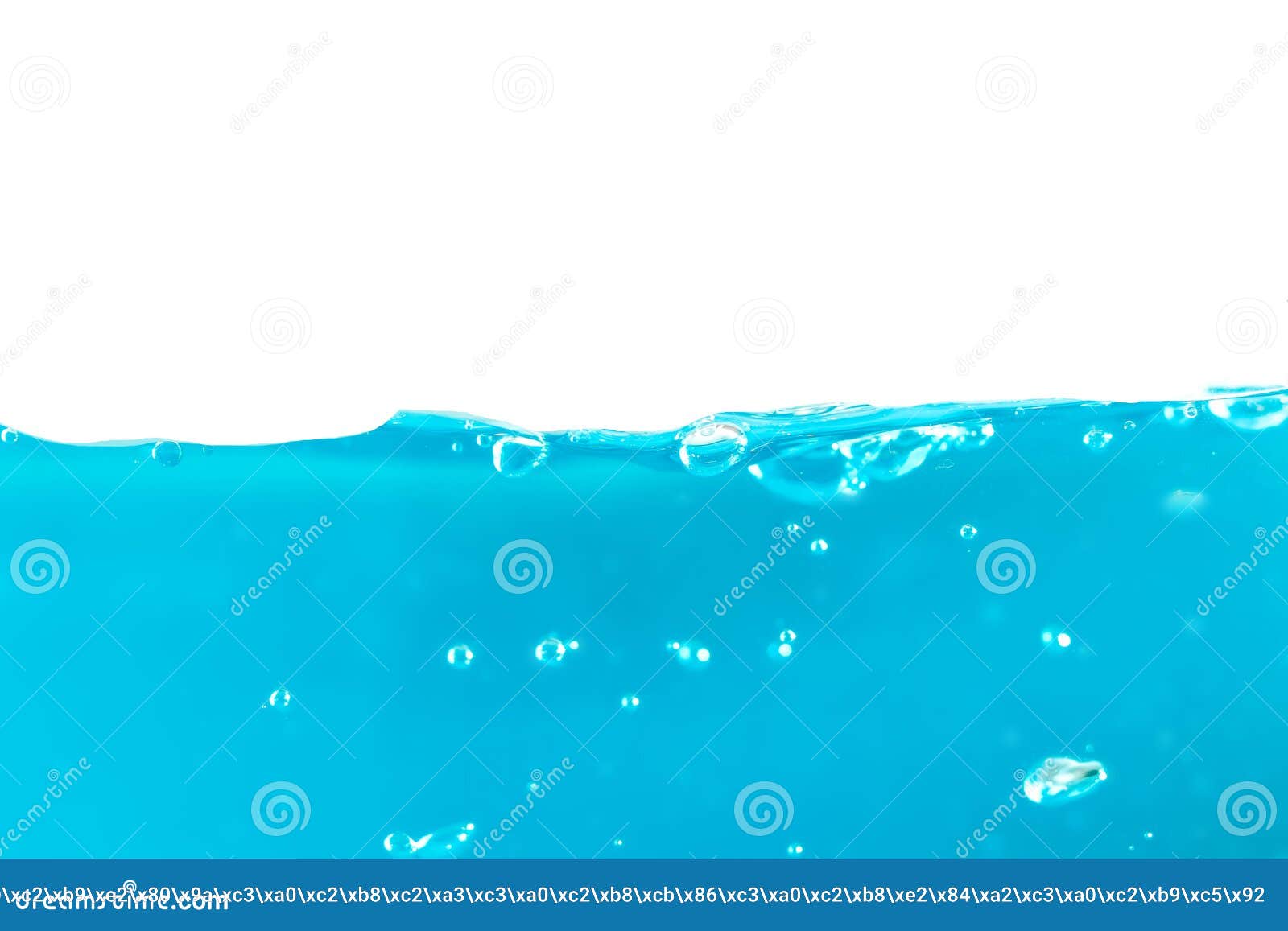 Water Surface Side View with Bubbles and Waves in the Isolated ...