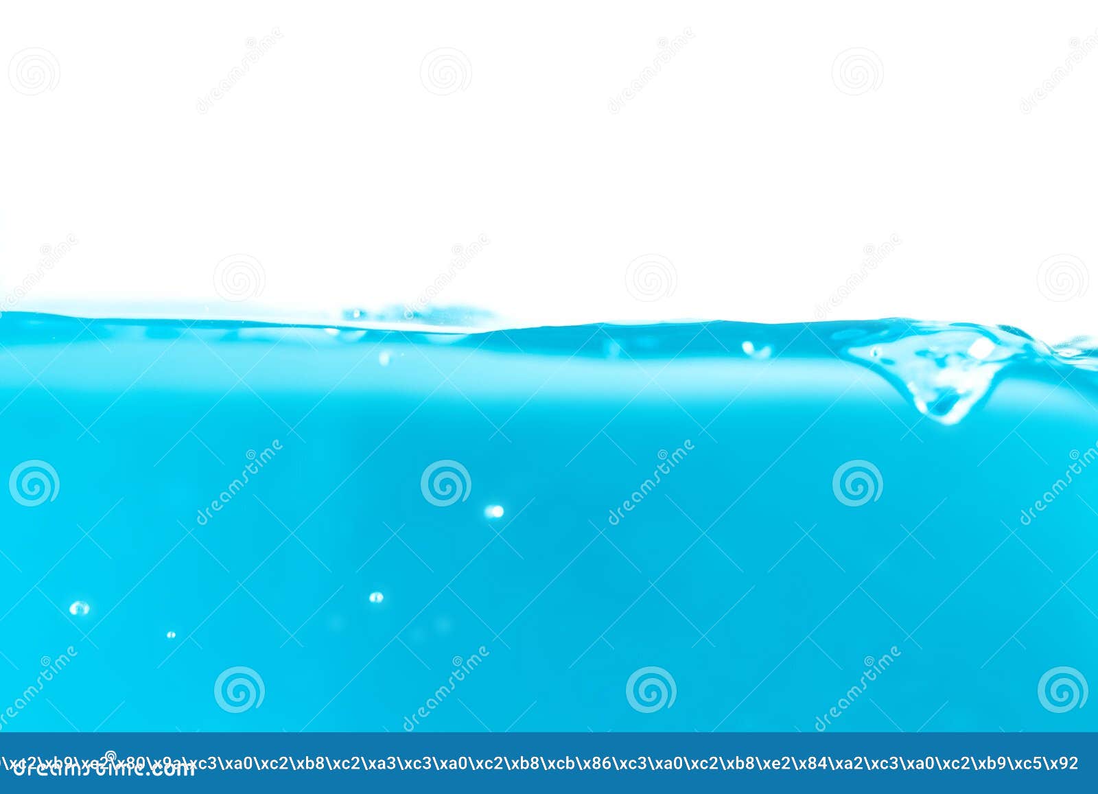 Water Surface Side View with Bubbles and Waves in the Isolated ...