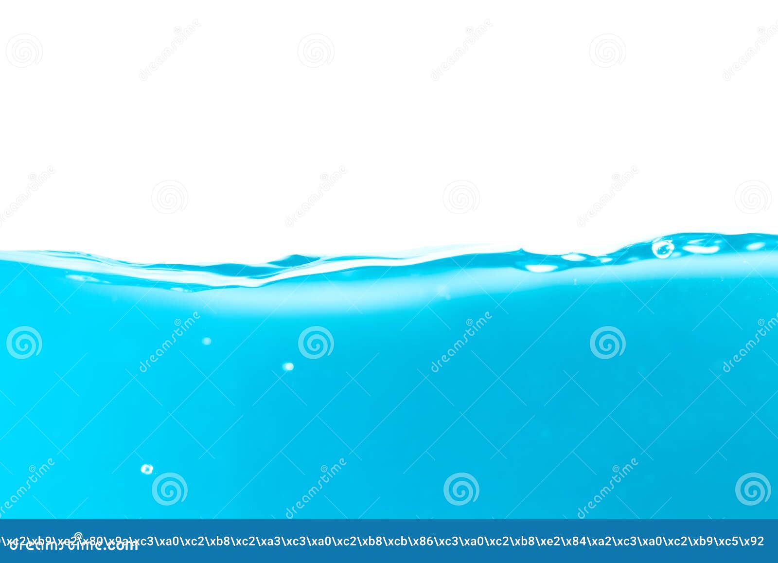 Water Surface Side View with Bubbles and Waves in the Isolated ...