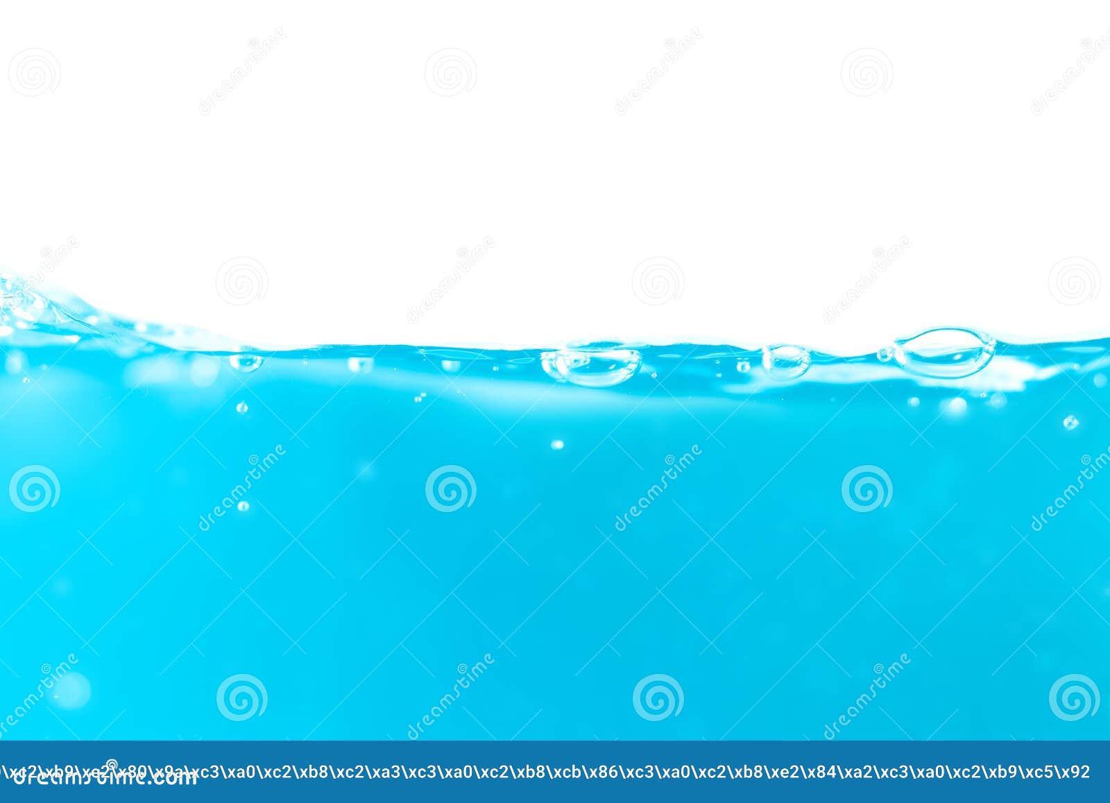 Water Surface Side View with Bubbles and Waves in the Isolated ...
