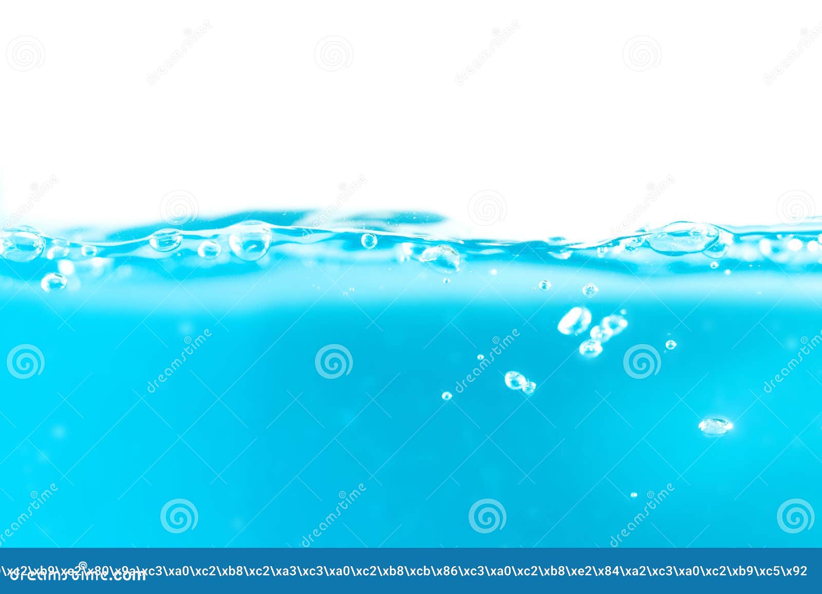 Water Surface Side View with Bubbles and Waves in the Isolated ...