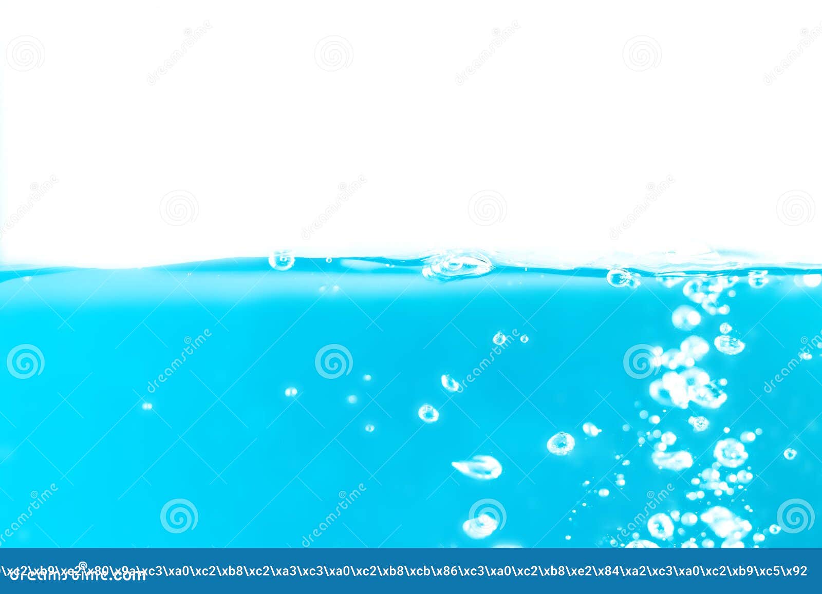 Water Surface Side View with Bubbles and Waves in the Isolated ...